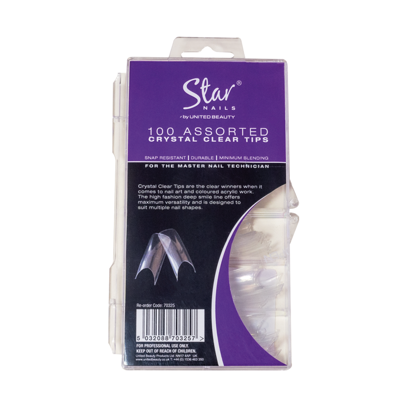 Crystal Clear Tips - 100 Assorted - Nail Products Store | United Beauty ...