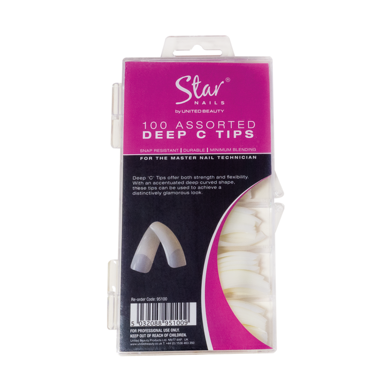 Deep C Curve Tips - 100 Assorted – United Beauty Products Limited